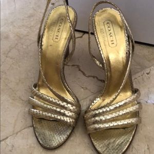 Coach | Shoes | Coach Gold Heels | Poshmark